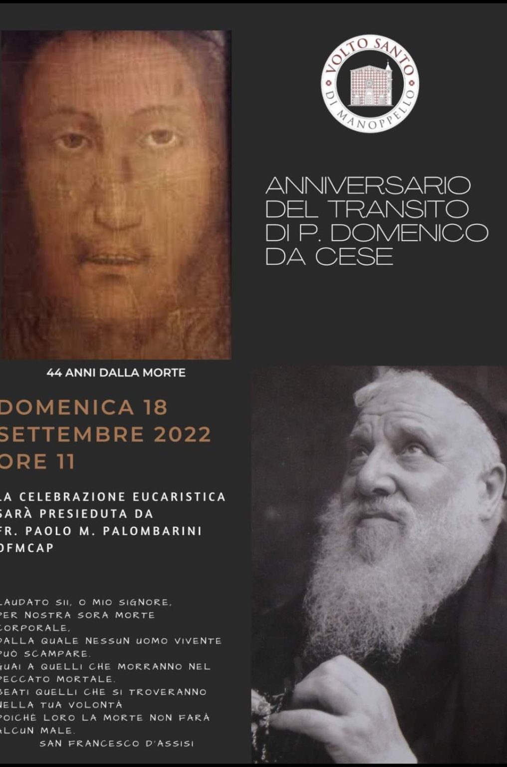 anniversario Padre Domenico da Cese – Volto Santo